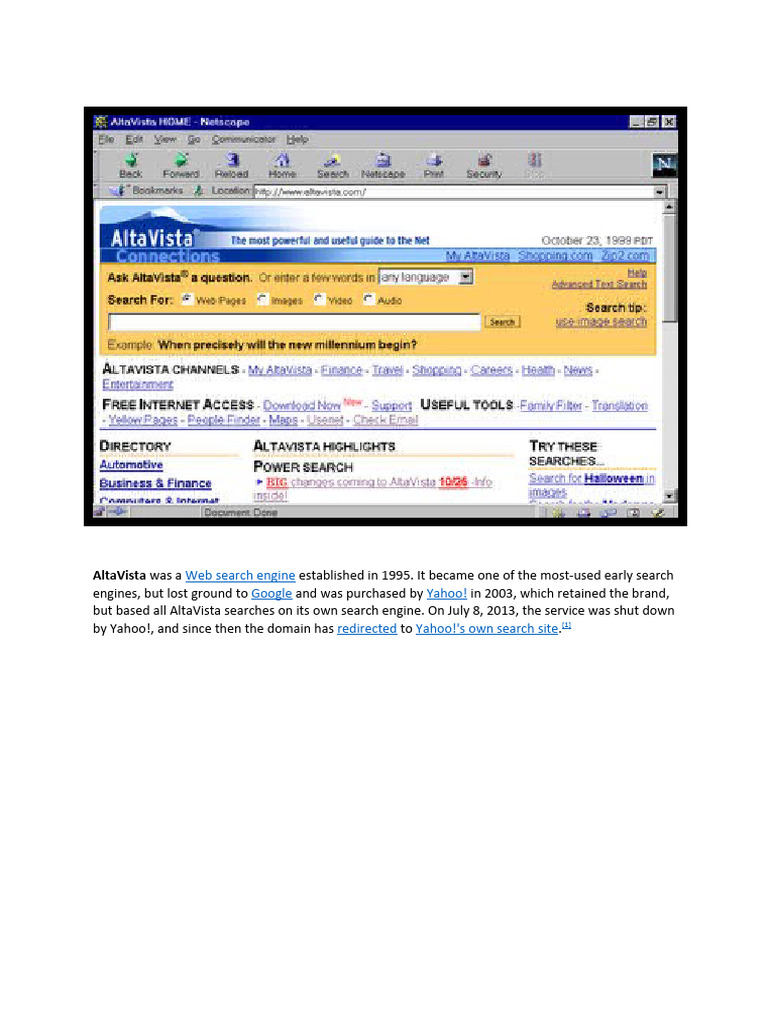 History of AltaVista Search Engine | PDF