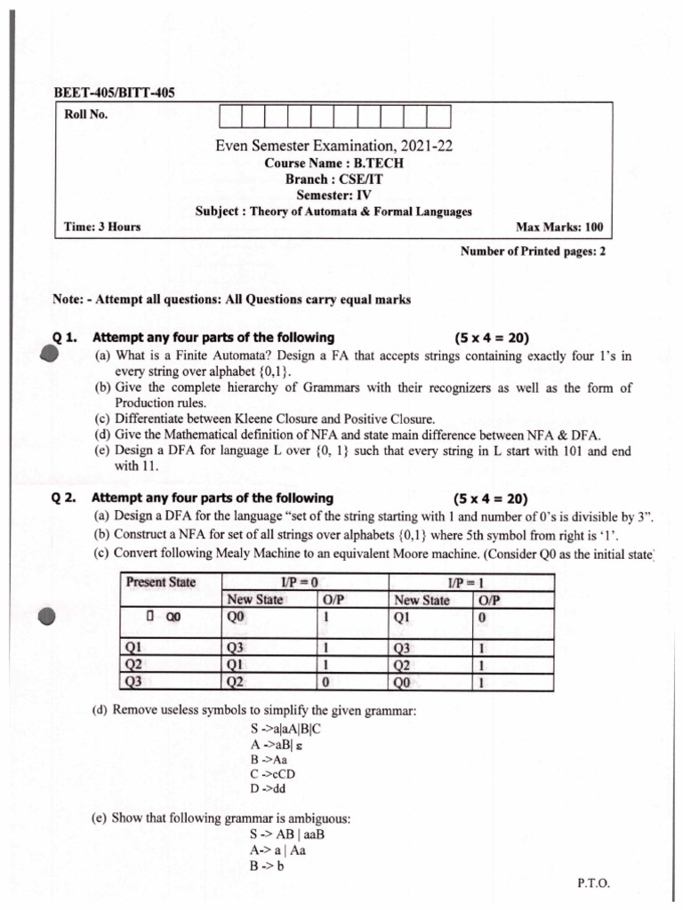CSE IV Automata | PDF CSE IV Automata | PDF