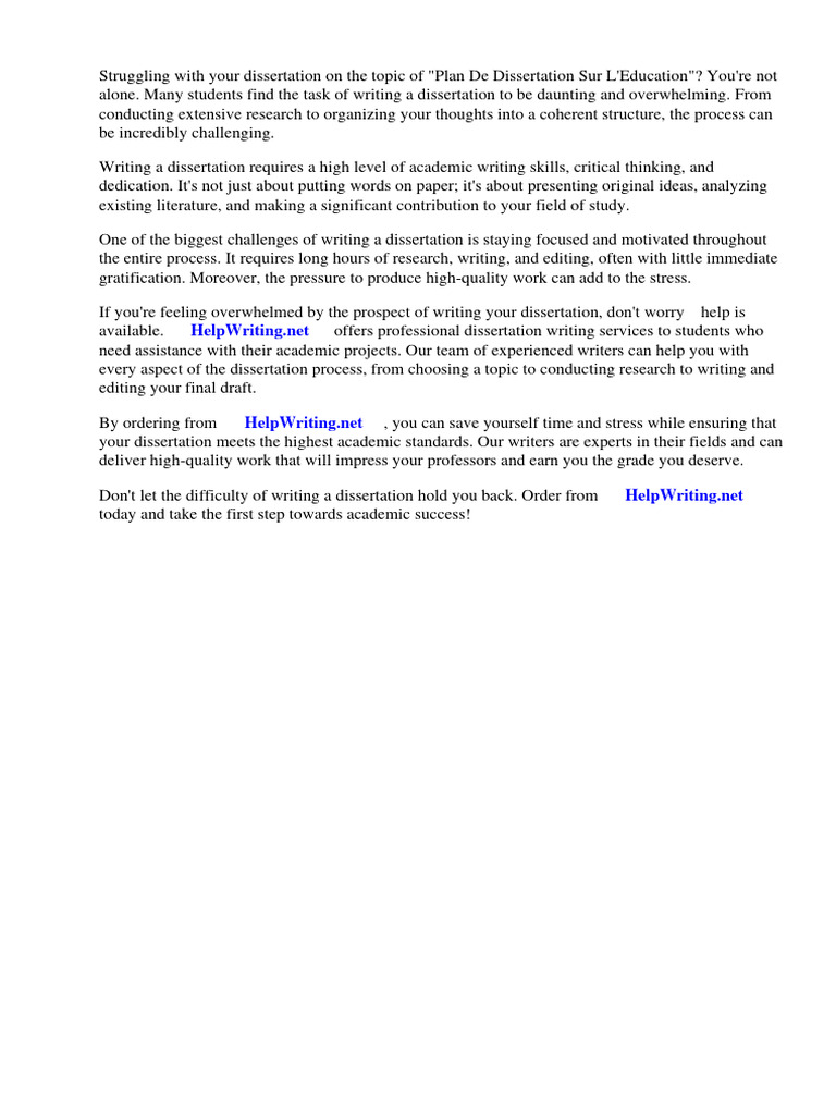 Plan de Dissertation Sur Leducation | PDF | Thesis | Essays