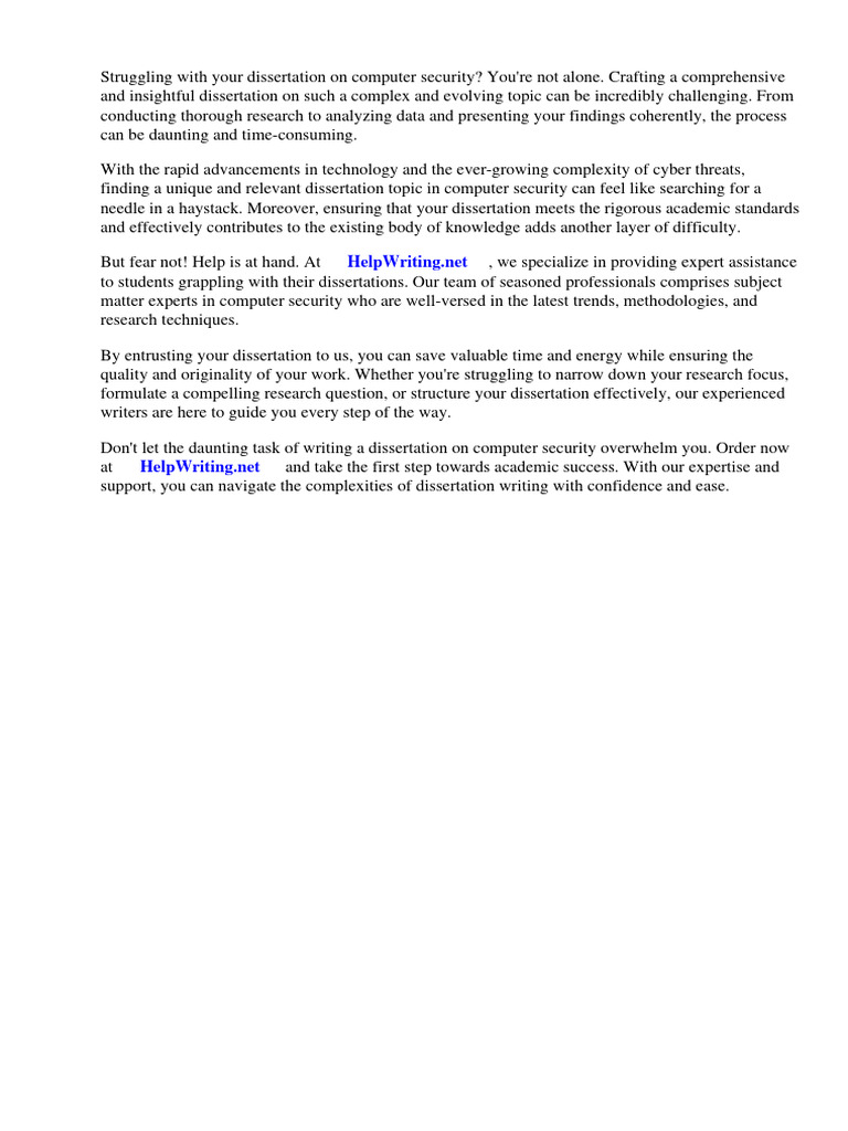 Dissertation Topics Computer Security | PDF | Security | Computer Security