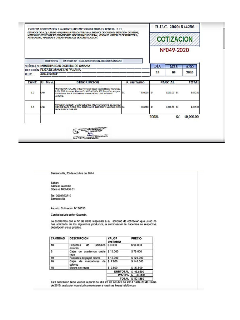 EJEMPLO DE COTIZACION | PDF