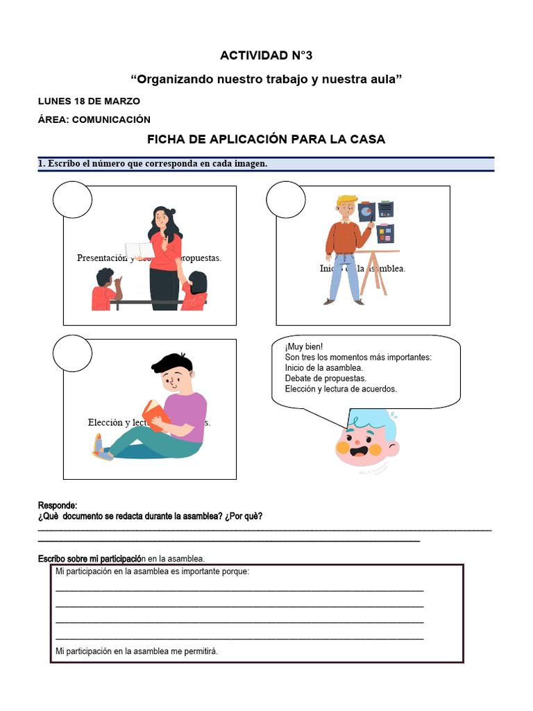 Ficha de Aplicación: Asamblea Escolar 6° | PDF | Crecimiento personal y ...