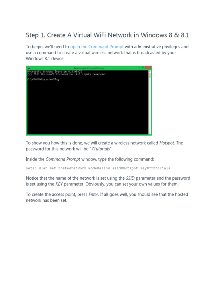 Create Virtual WiFi Network in Windows 8 | PDF | Computer Network ...