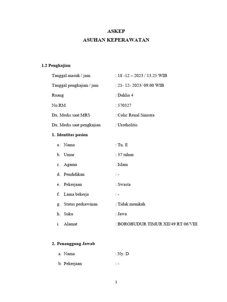 Askep Urotholitis Bungaa | PDF | Kesehatan Holistik