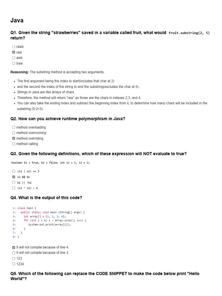 Java Quiz Download Free Pdf Method Computer Programming Class Computer Programming