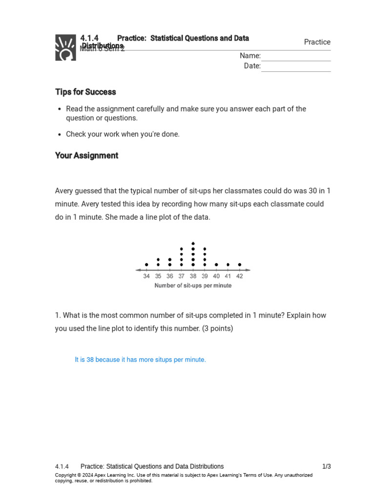 Clara 4.1.4 Practice - Statistical Questions and Data Distributions ...
