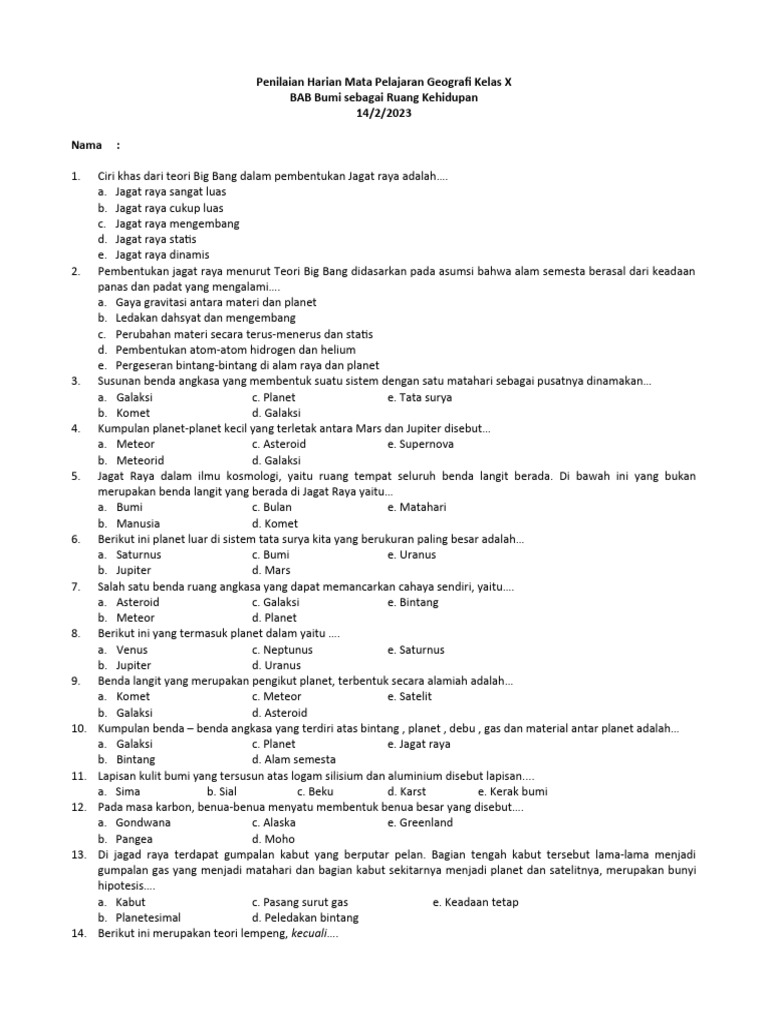 PH BAB 1 Kelas 10 Semester Genap 2023 Print | PDF