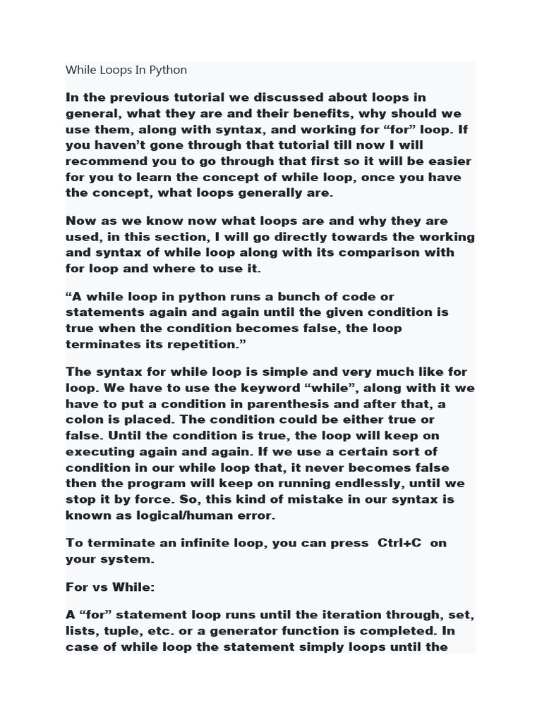 9.while Loops in Python | Download Free PDF | Control Flow | Mathematical Logic