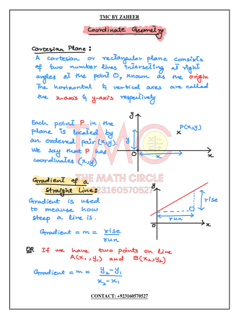 Coordinate Geometry Notes Pdf