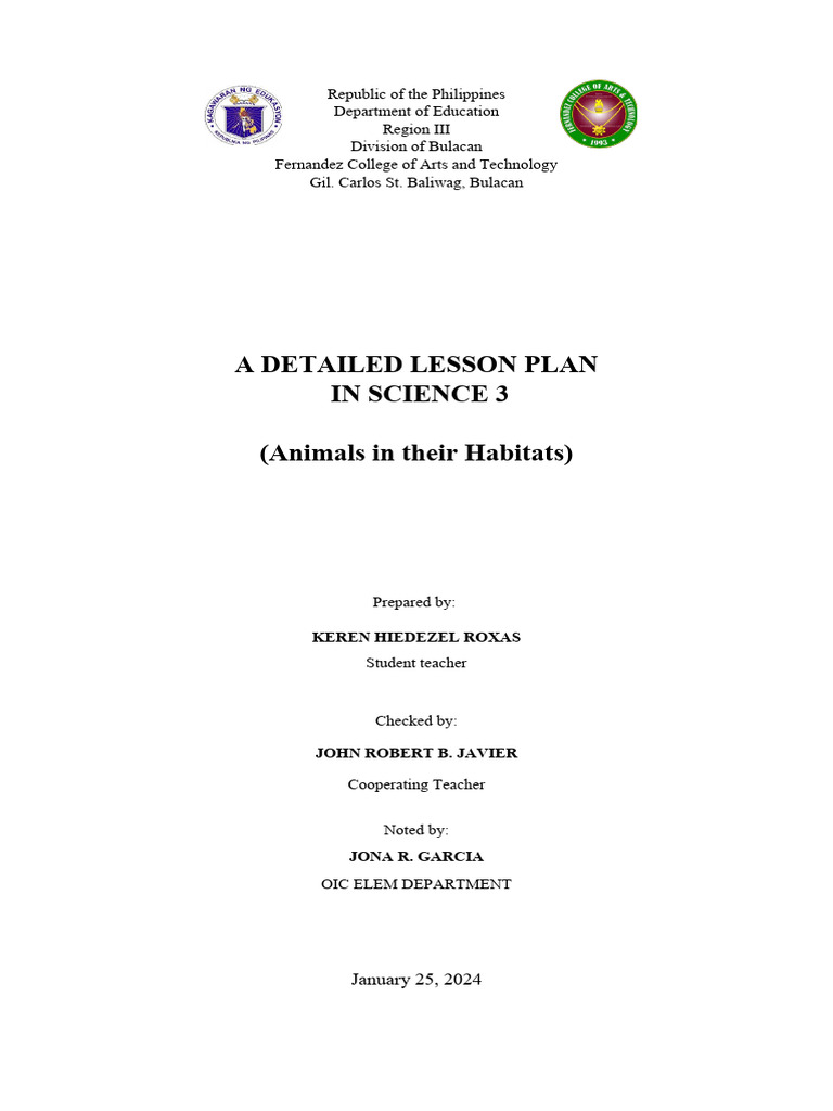 Detailed Lesson Plan in Science Habitats | PDF | Domestication | Wildlife