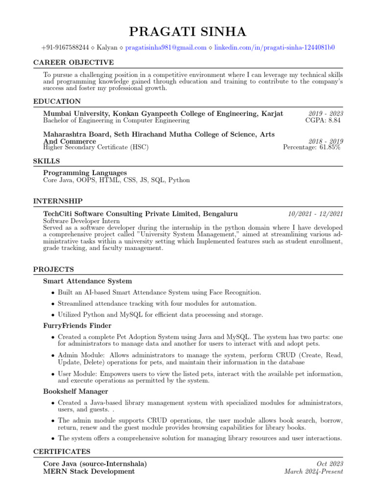 Pragati Sinha | Download Free PDF | My Sql | Java (Programming Language)