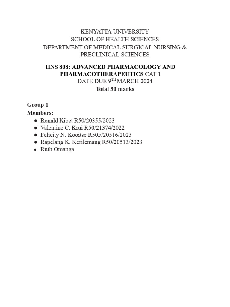 Pharmacology Cat 1 Final | PDF | Dose (Biochemistry) | Chemistry