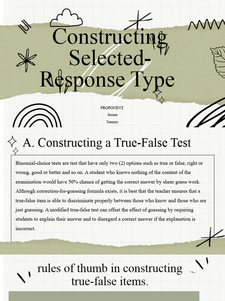 Constructing Selected Type Response | Download Free PDF | Multiple ...