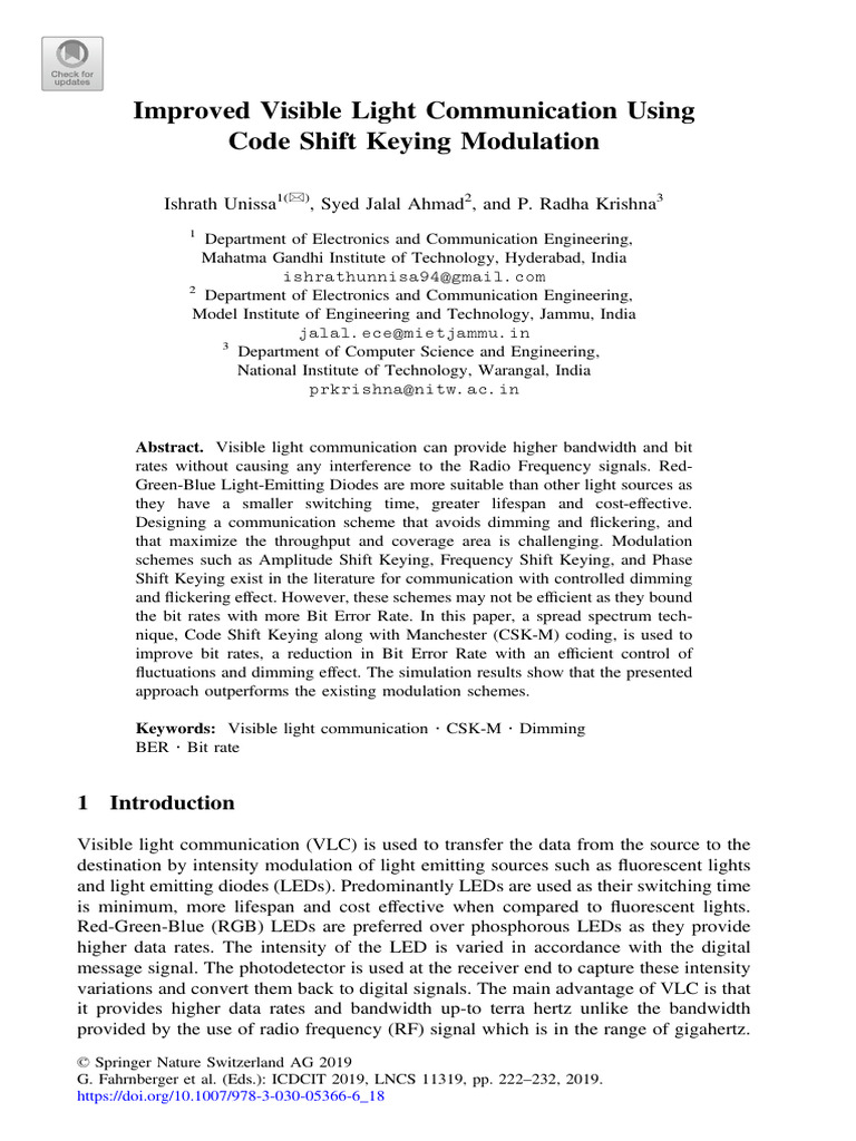 Improved Visible Light Comn | PDF | Modulation | Orthogonal Frequency ...