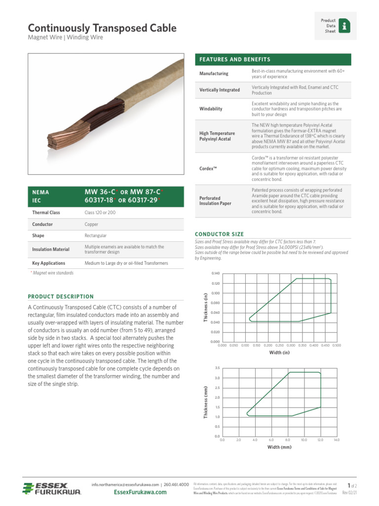 Essex Furukawa Datasheet CTC En | PDF | Wire | Electrical Conductor