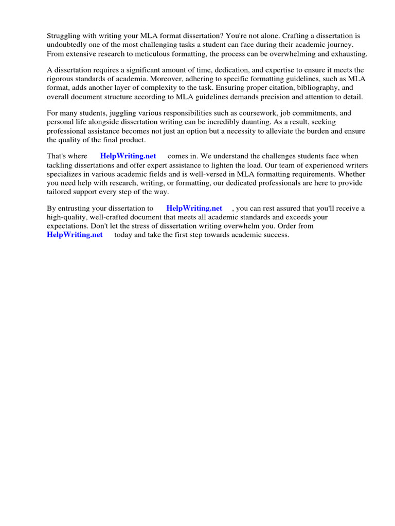 Mla Format Dissertation | PDF | Citation | Apa Style