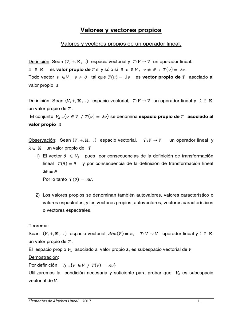 Valores y Vectores Propios | PDF | Mapa lineal | Valores propios y vectores propios