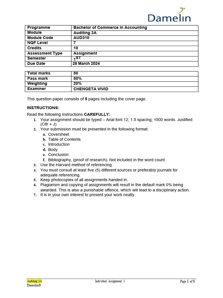 Auditing 3A Assignment 2004 | PDF | Credit Card | Cash