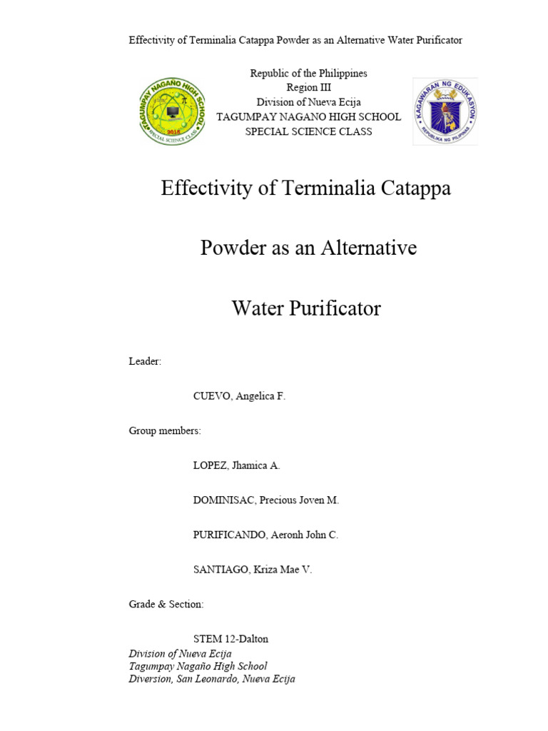 Effectivity of Terminalia Catappa (Talisay Leaves) Powder As An ...