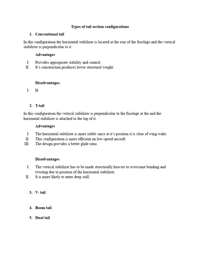 Types of Tail Section Configurations | PDF