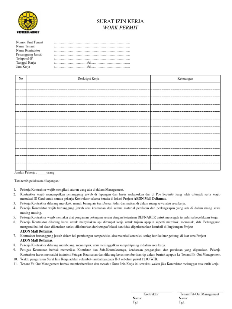 Surat Izin Kerja (Work Permit) | PDF