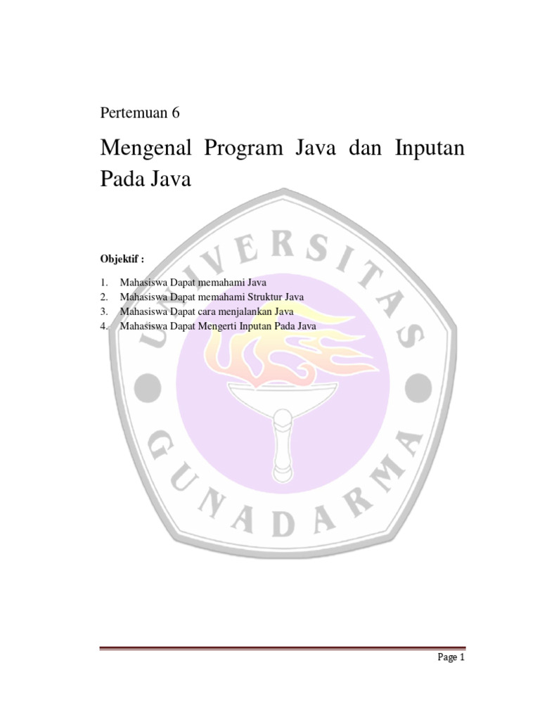Pertemuan 6 Mengenal Program Java dan Inputan Pada Java | PDF