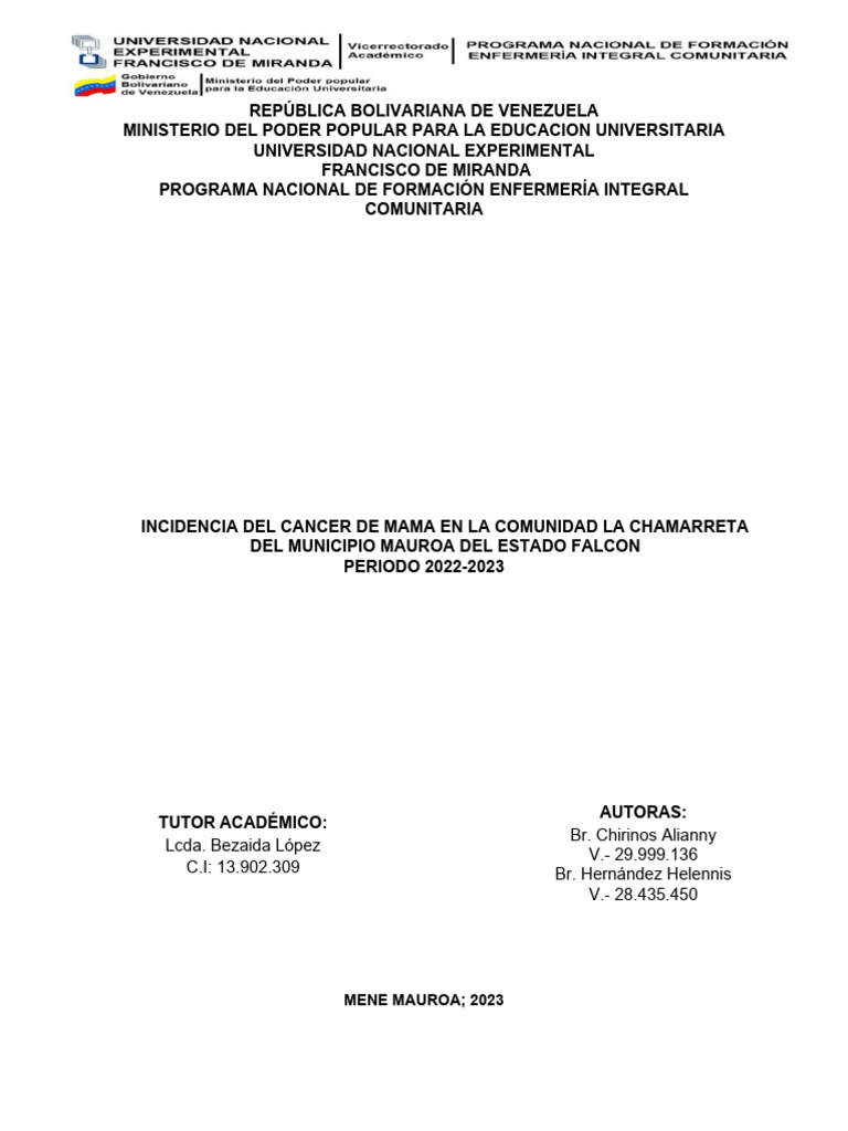 Teg 2023 Alianny Ch. Hrelennis H | PDF | Sociedad | Cáncer de mama