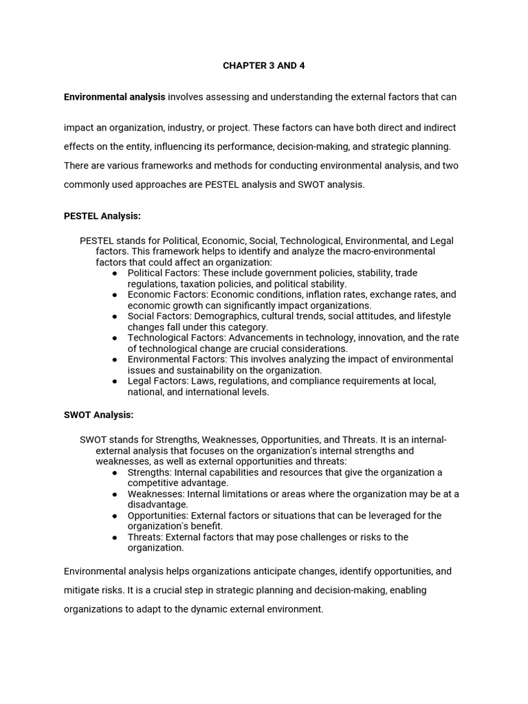 Strategic Mgt. Chapter 3 4 | PDF | Supply Chain | Swot Analysis