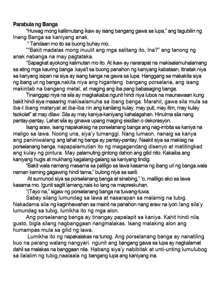 Parabula NG Banga | PDF