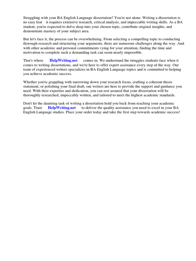 Ba English Language Dissertation Topics | PDF | Thesis | Human Communication