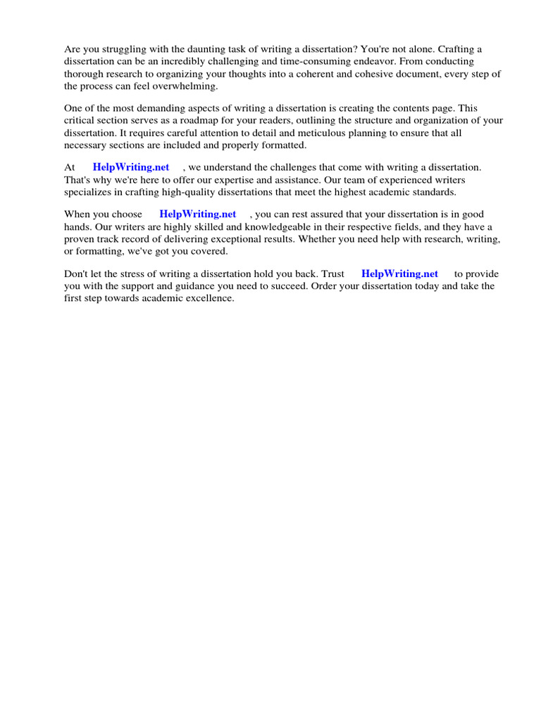 Sample Contents Page Dissertation Uk | PDF | Thesis | Table Of Contents