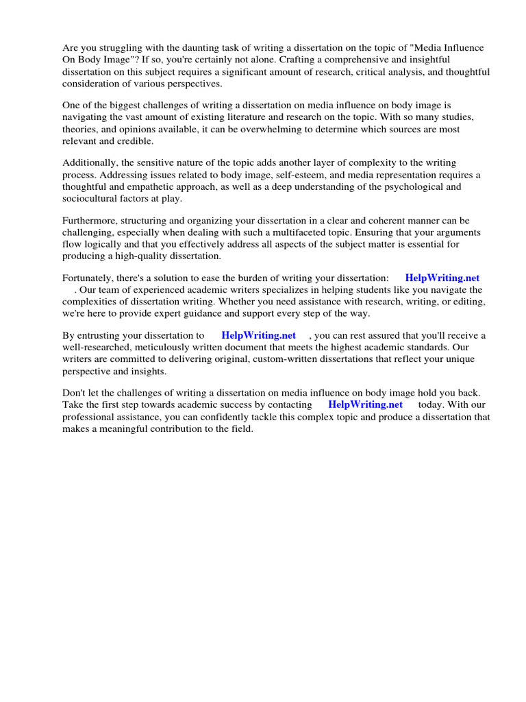 Media's Impact on Body Image Dissertation | PDF | Body Image | Adolescence