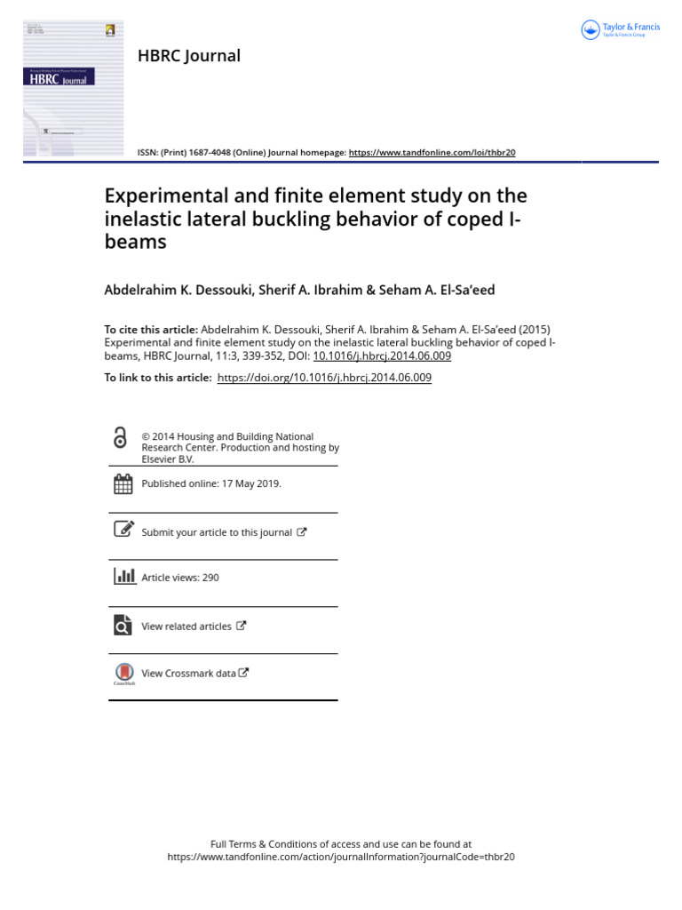 Experimental and Finite Element Study On The Inelastic Lateral Buckling Behavior of Coped I ...