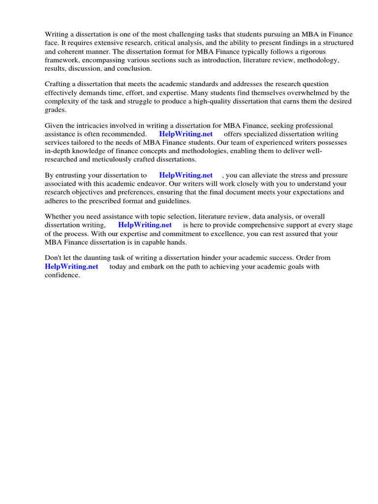 Dissertation Format For Mba Finance | PDF | Foreign Direct Investment | Master Of Business ...
