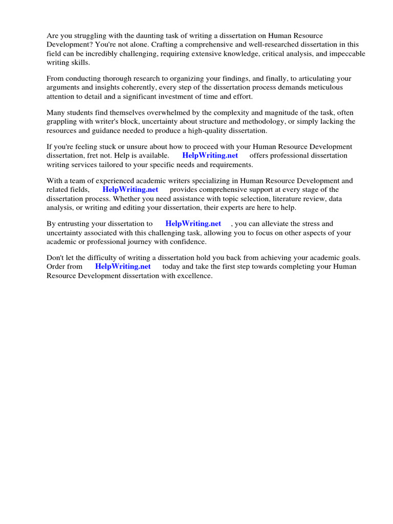 Human Resource Development Dissertation PDF | PDF | Human Resource ...