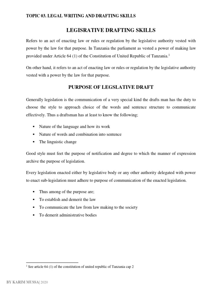 Legislative Drafting Skills in Tanzania | PDF | Bill (Law) | Royal Assent