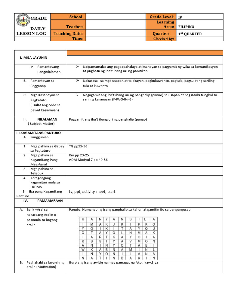 COT 1 Filipino | PDF