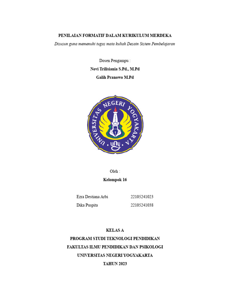 Rubrik Penilaian Formatif Kurikulum Merdeka | PDF