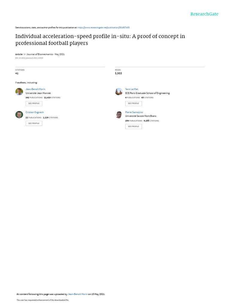 Individual Acceleration-Speed Profile In-Situ - A Proof of Concept in ...