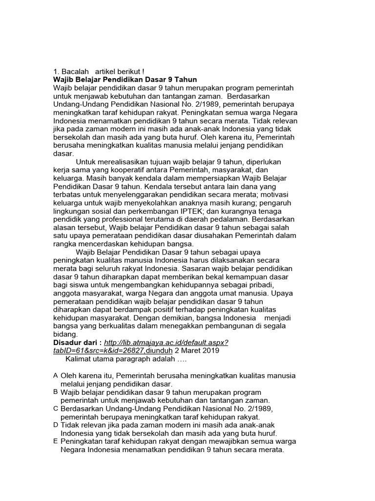 Contoh Soal Bindo | PDF | Ilmu Sosial