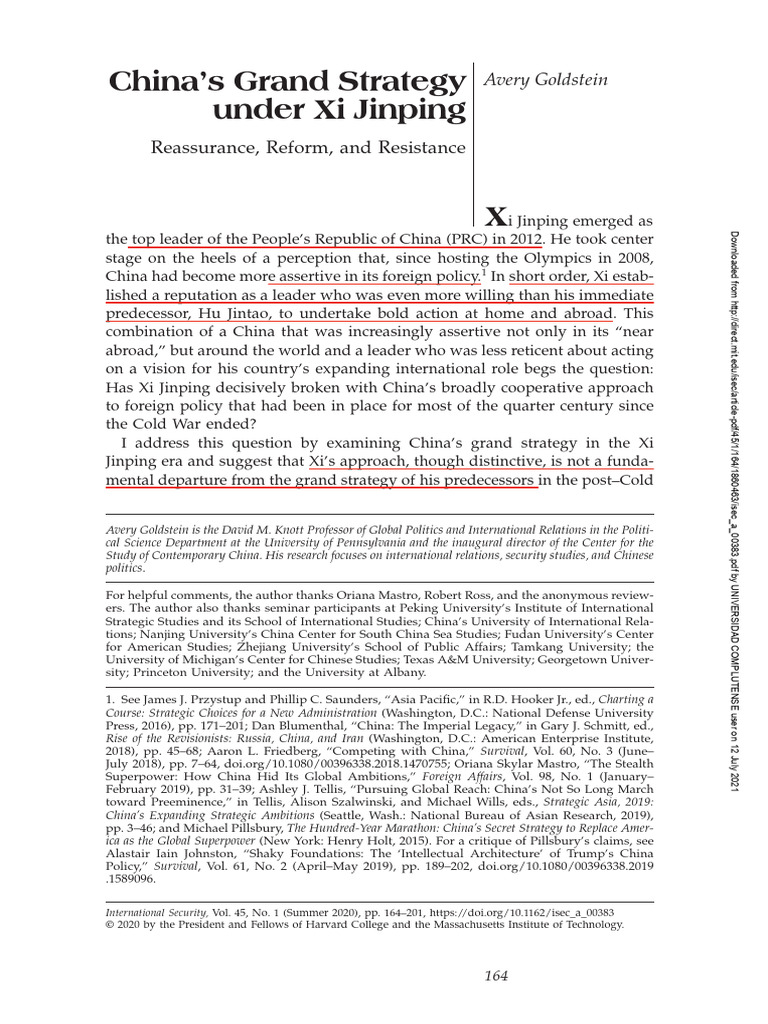 China's Grand Strategy Isec - A - 00383 | PDF | China | World Politics