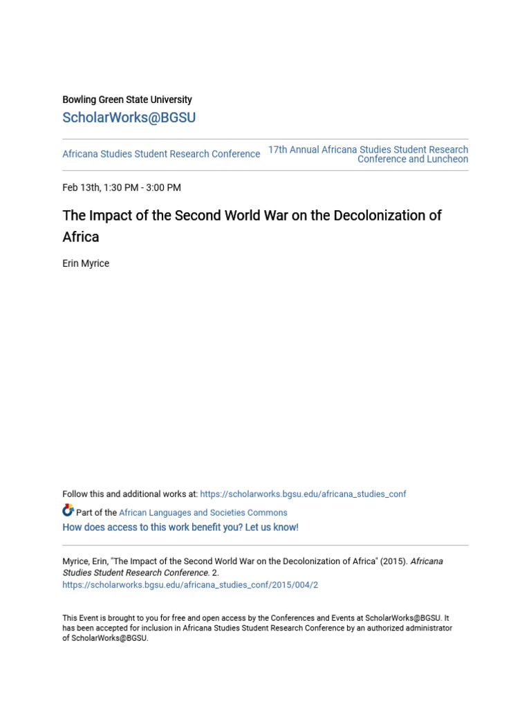 The Impact of the Second World War on the Decolonization of Afric | PDF ...