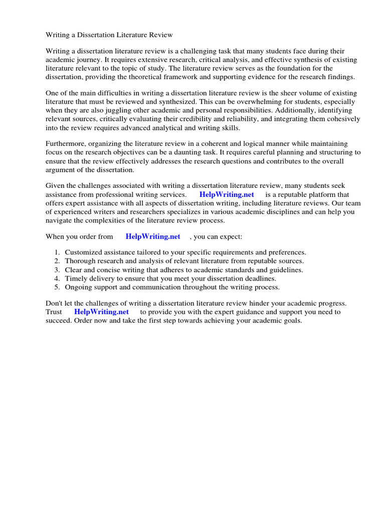 Writing A Dissertation Literature Review | Download Free PDF | Thesis ...