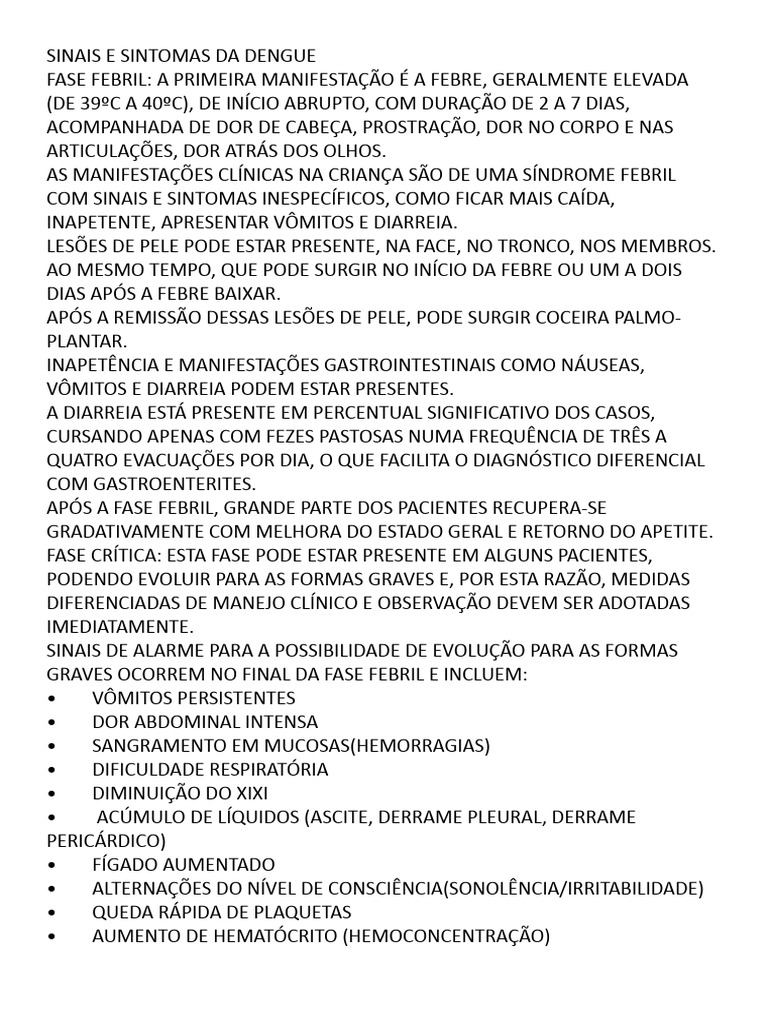 texto dengue letras grandes | PDF | Febre | Analgésico