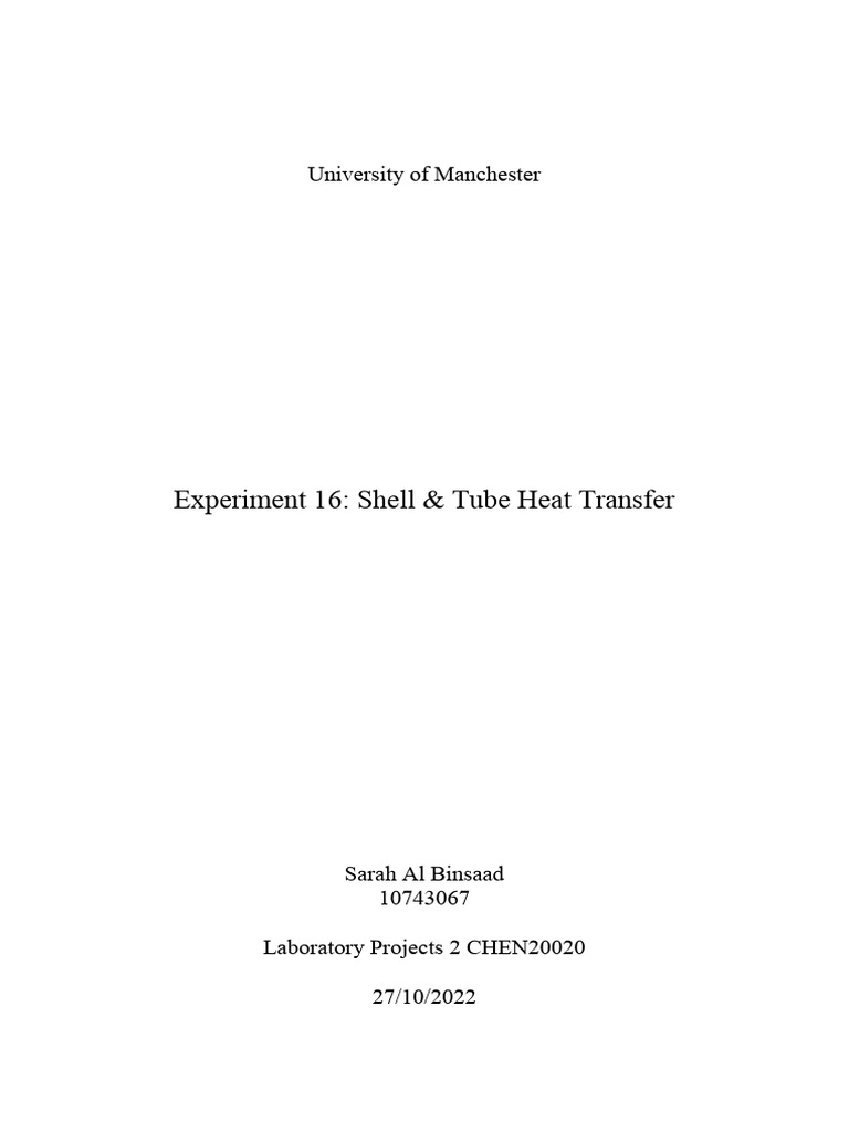 Experiment 16 | PDF | Heat Transfer | Heat Exchanger