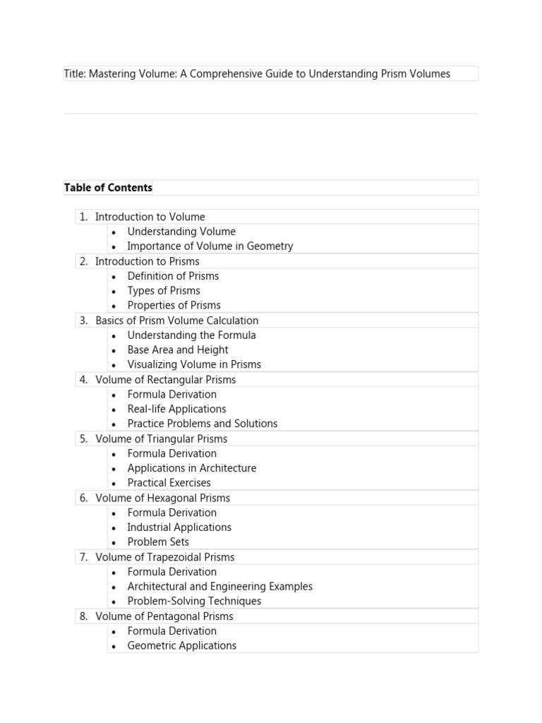 Volume of A Prism | PDF | Volume | Geometry