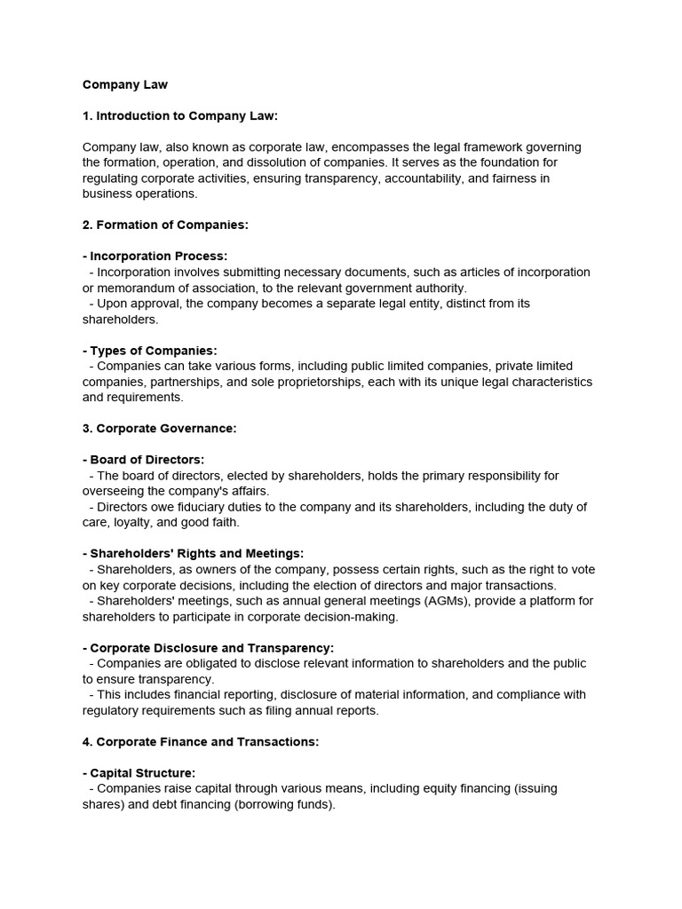 Company Law | PDF | Corporate Law | Regulatory Compliance