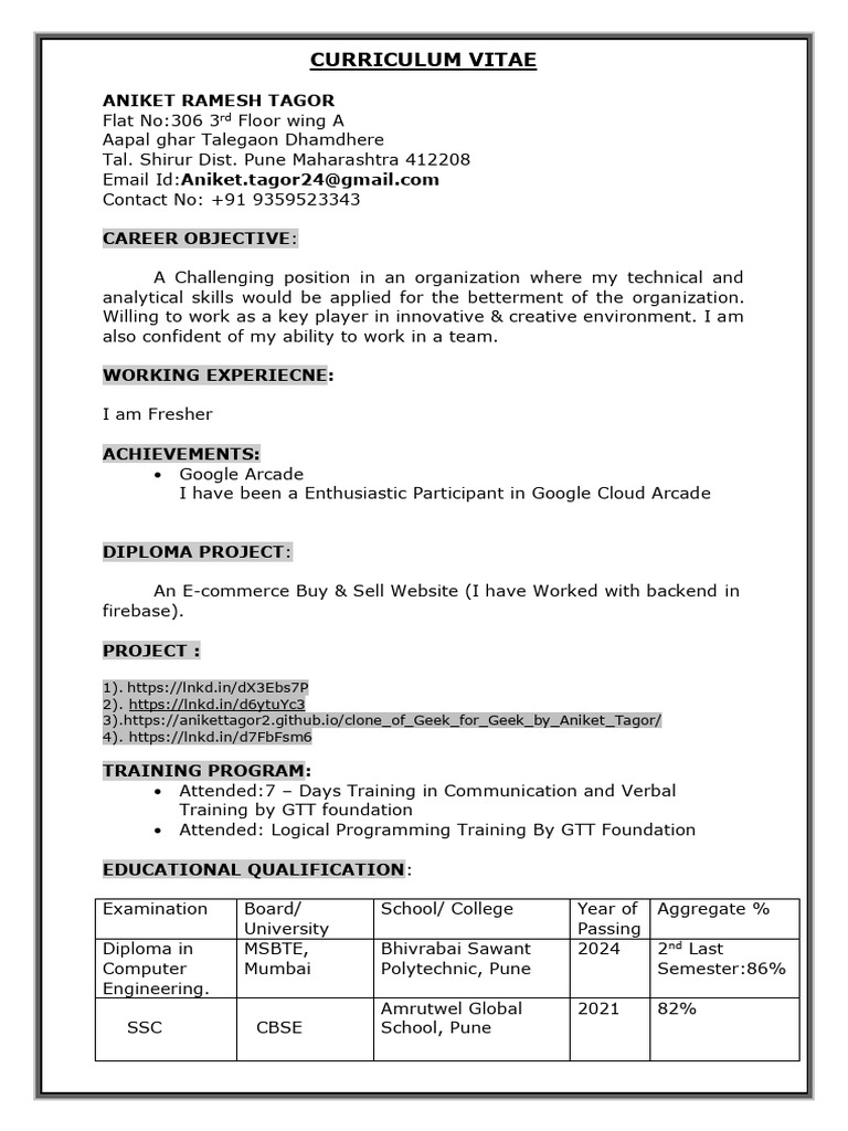 Aniket Resume-1 | PDF
