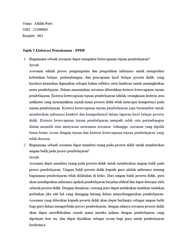 Topik 3 PPDP - Elaborasi Pemahaman Afifah Putri | PDF