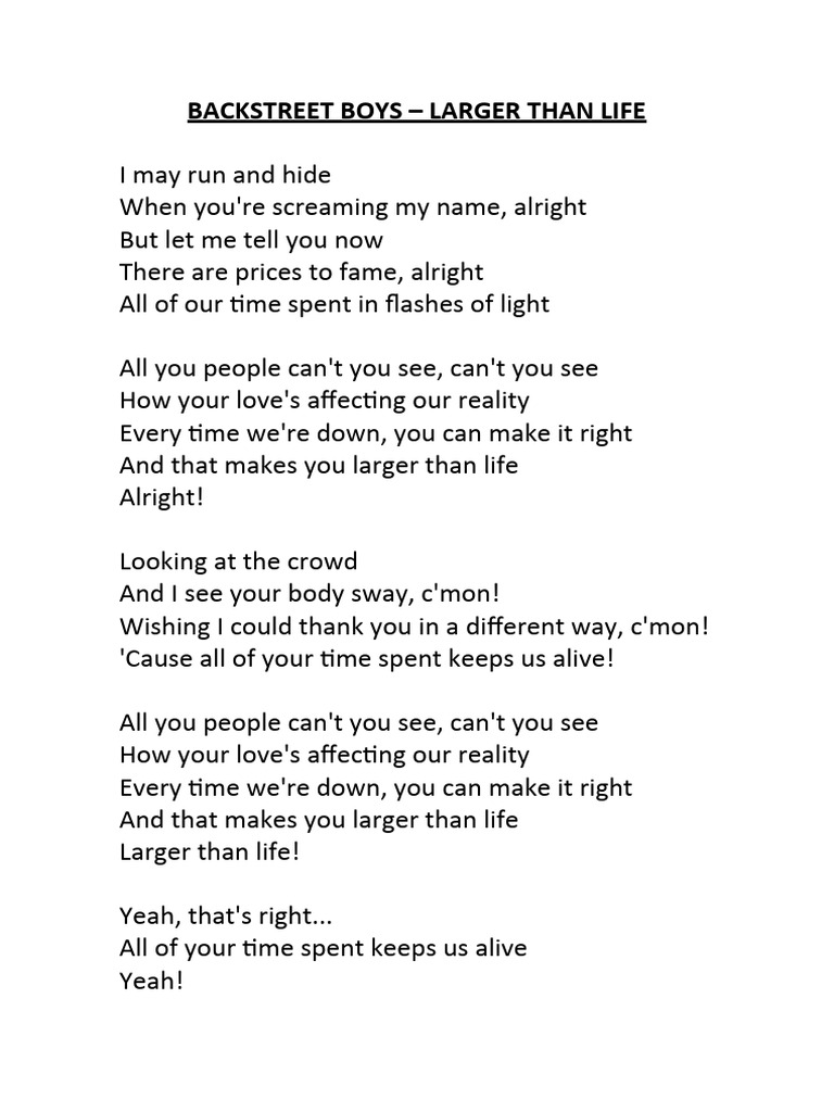 Backstreet Boys - Larger Than Life | PDF